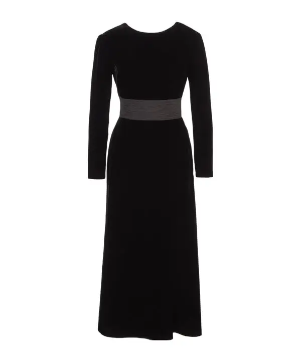 Emporio Armani Long Sleeve Maxi Dress With Belt Detail
