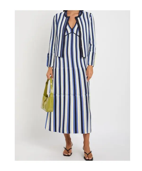 Simkhai Lianne Striped Textured Knit Midi Dress
