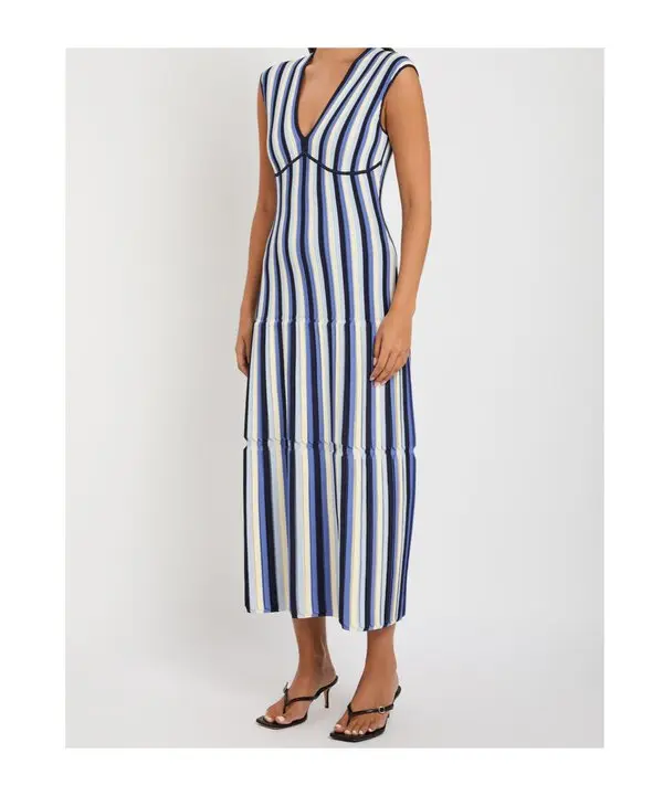 Simkhai Lianne Striped Textured Knit Midi Dress