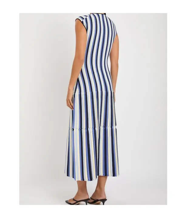 Simkhai Lianne Striped Textured Knit Midi Dress