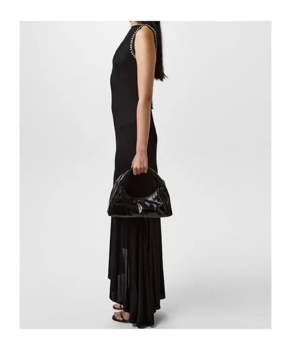 Off-White Ribbed Semi-transparent Backless Viscose Maxi Dress