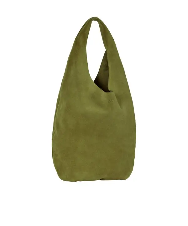 A.p.c. Neige Hobo Bag In Suede - Olive