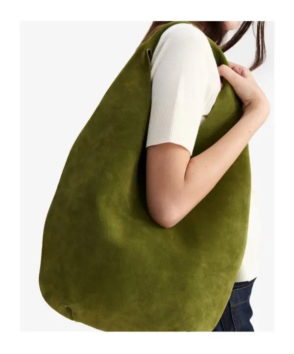 A.p.c. Neige Hobo Bag In Suede - Olive