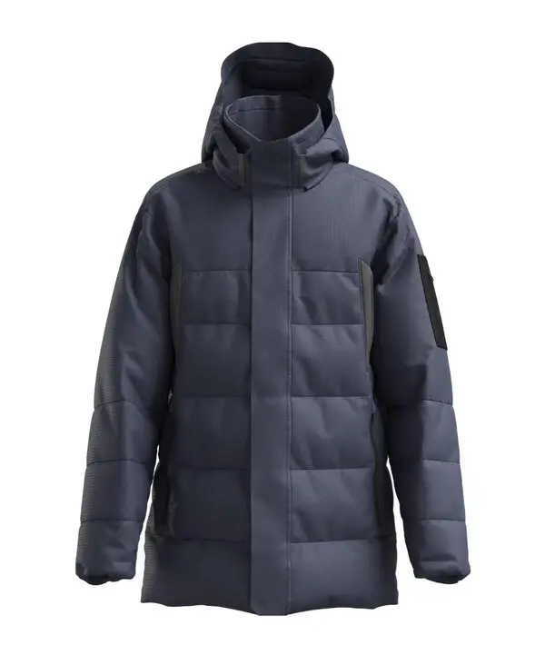 Hugo Boss Navy Mid-length Down Jacket With Hood