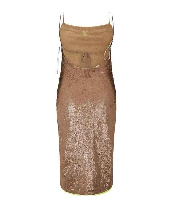 Off-White Sequin Halterneck Midi Dress