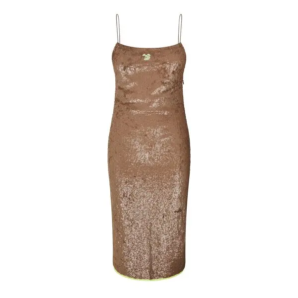 Off-White Sequin Halterneck Midi Dress