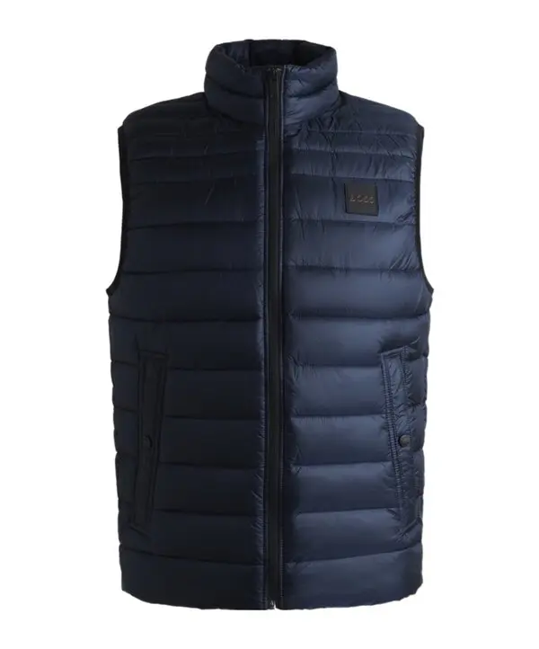 Hugo Boss Quilted Water-repellent Gilet With Logo Patch
