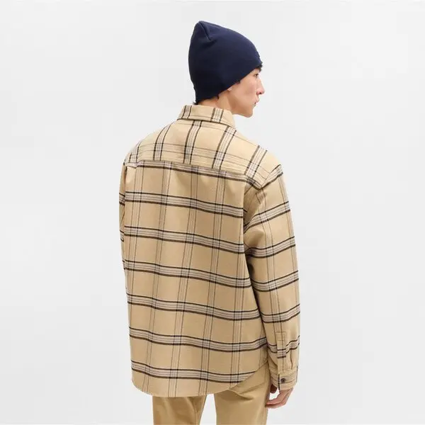 Hugo Boss Khaki Plaid Workwear Long-sleeve Shirt