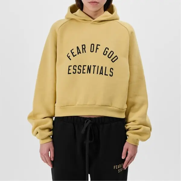 Fear Of God Logo Print Cropped Hoodie