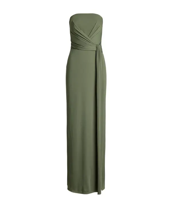 Ralph Lauren Strapless Twisted Bodice Gown - Green