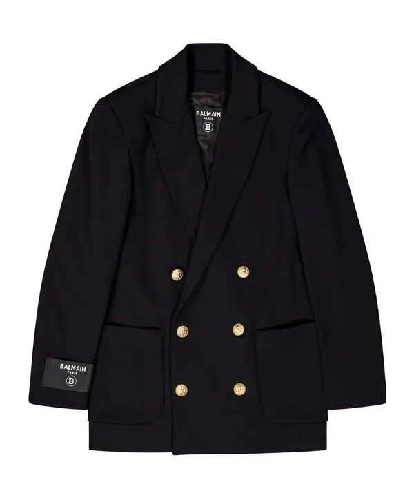 Balmain Double Breasted Embroidered Logo Blazer
