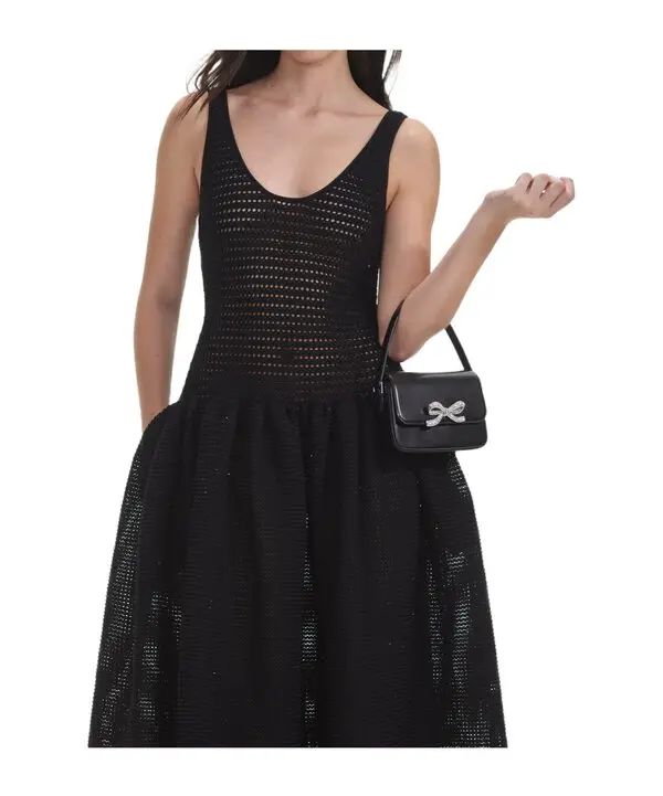 SELF-PORTRAIT Crochet Knit Midi Dress