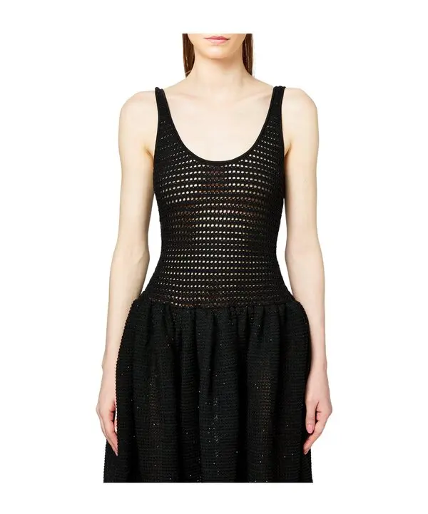SELF-PORTRAIT Crochet Knit Midi Dress