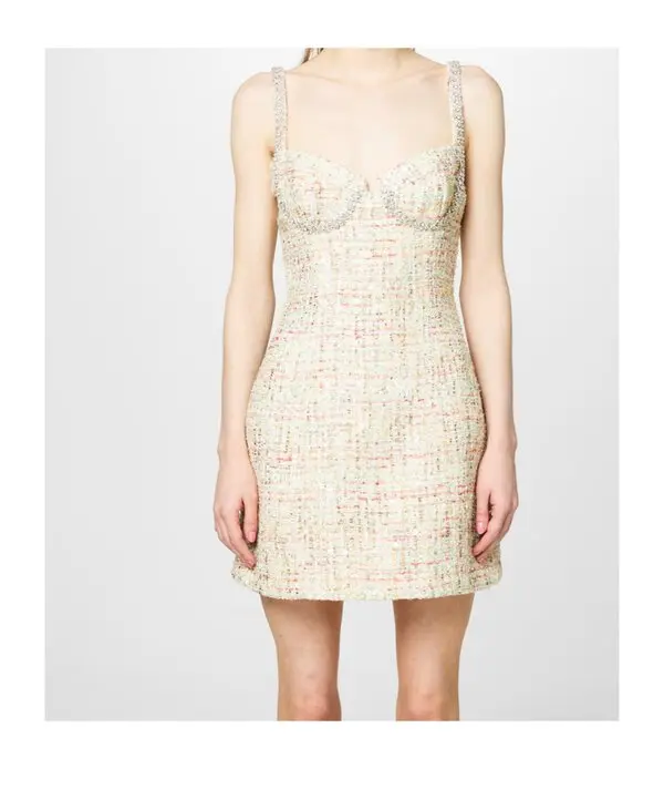 SELF-PORTRAIT Boucle Mini Dress With Sparkling Trim