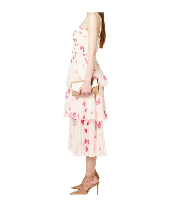 SELF-PORTRAIT Printed Tiered Midi Dress