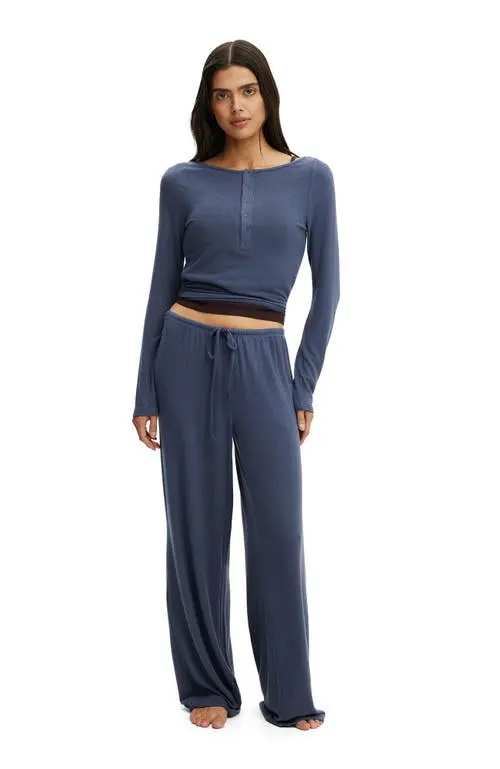 Cotton:on S Super Soft Low Rise Wide Leg Pant - Steely Blue