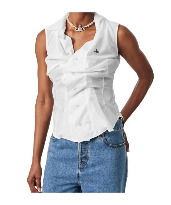 VIVIENNE WESTWOOD Sleeveless Collared Shirt - White
