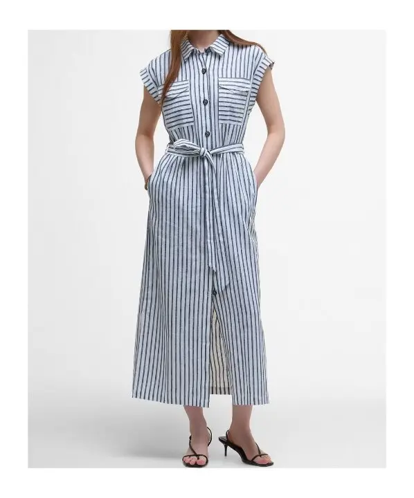 Barbour Striped Shirt Dress With Belt