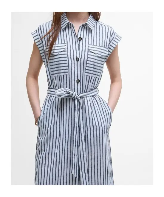 Barbour Striped Shirt Dress With Belt