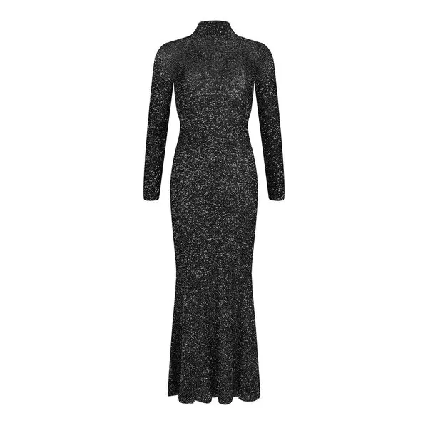 Balenciaga Sequinned Long Sleeve High Neck Maxi Dress