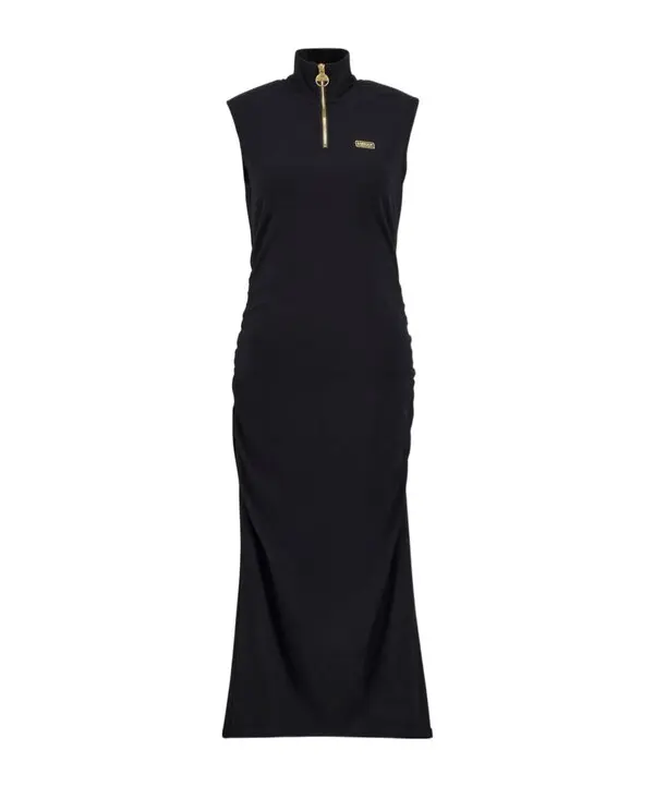 Barbour Sleeveless Midi Dress With Stand-up Collar And Zip Fastening