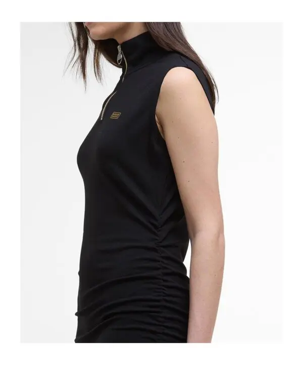 Barbour Sleeveless Midi Dress With Stand-up Collar And Zip Fastening