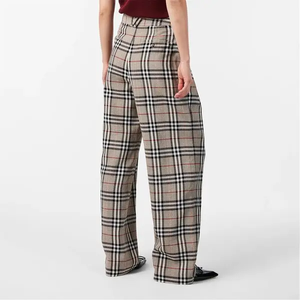 Burberry Plaid High-waisted Wide-leg Pants