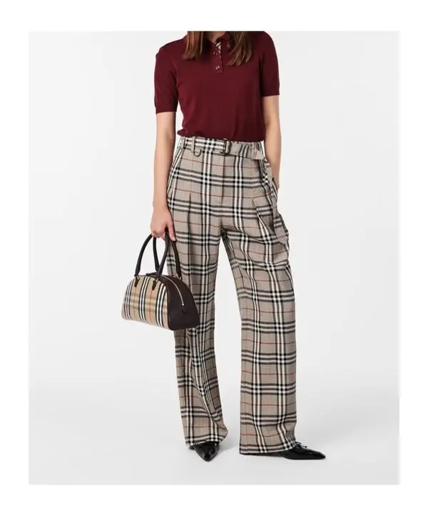 Burberry Plaid High-waisted Wide-leg Pants