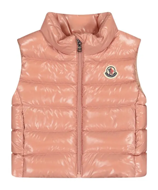 Moncler Logo Patch Puffer Vest - Pink