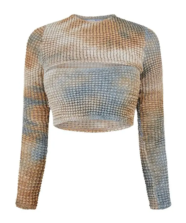 Off-White Tie-dye Cut-out Long Sleeve Top - Multicolor