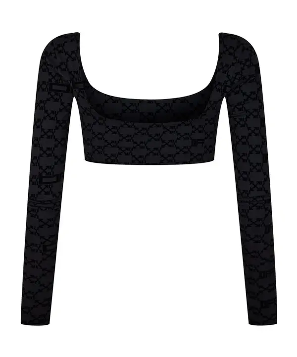 Off-White Monogram Long Sleeve Crop Top - Black