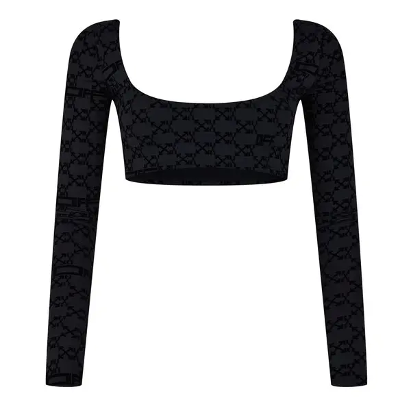 Off-White Monogram Long Sleeve Crop Top
