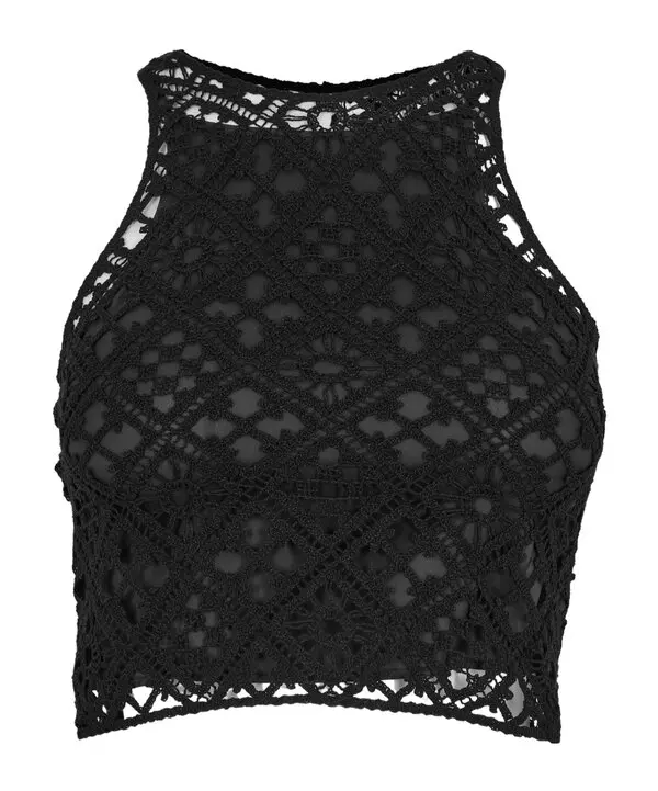 Off-White Crochet Halter Top