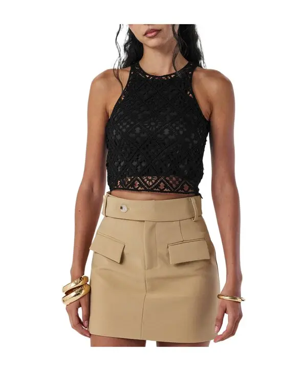 Off-White Crochet Halter Top