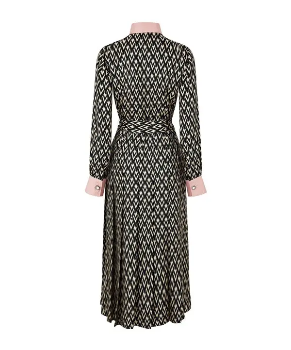 Valentino Garavani Vlogo Geometric Print Midi Shirt Dress With Belt