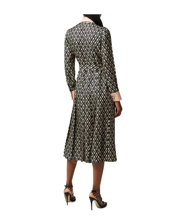 Valentino Garavani Vlogo Geometric Print Midi Shirt Dress With Belt