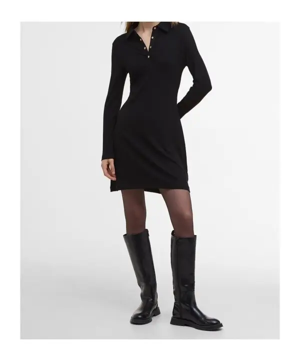 Barbour Ribbed Mini Dress With Button Detail