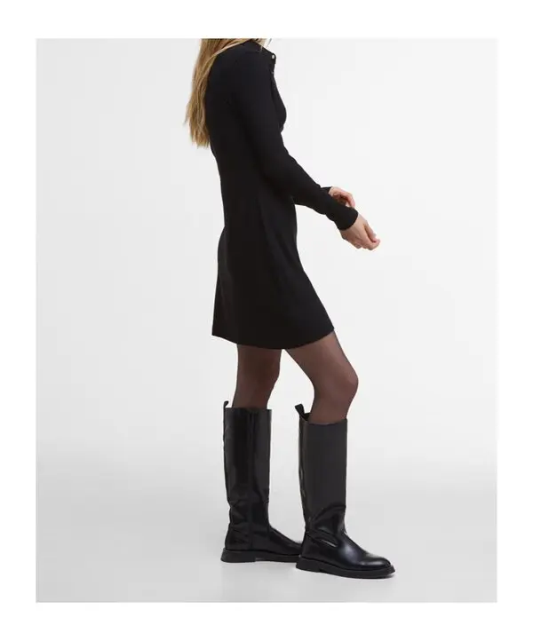 Barbour Ribbed Mini Dress With Button Detail
