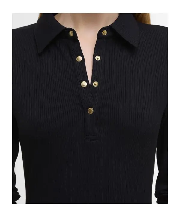 Barbour Ribbed Mini Dress With Button Detail
