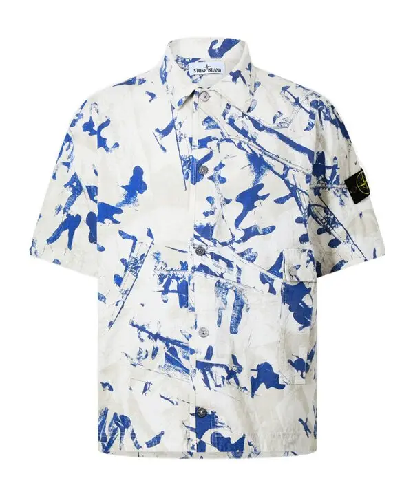 Stone Island Camo Short Sleeve Shirt - White