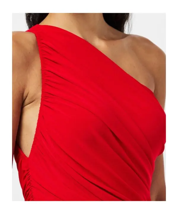 Norma Kamali One-shoulder Ruched Asymmetrical Hem Mini Dress