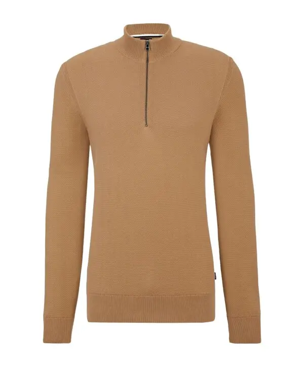 Hugo Boss Quarter-zip Mock Neck Fine-gauge Knit Sweater