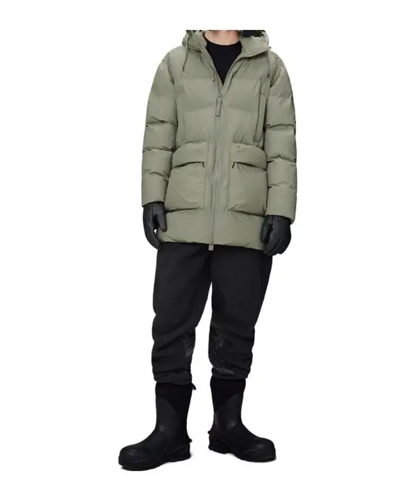 Rains Zippered Quilted Cotton Jacket With Drawstring Hood