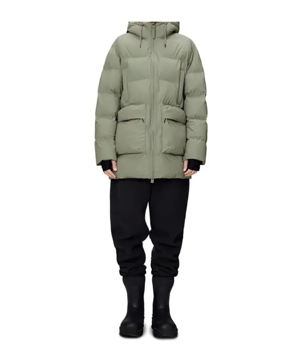 Rains Zippered Quilted Cotton Jacket With Drawstring Hood