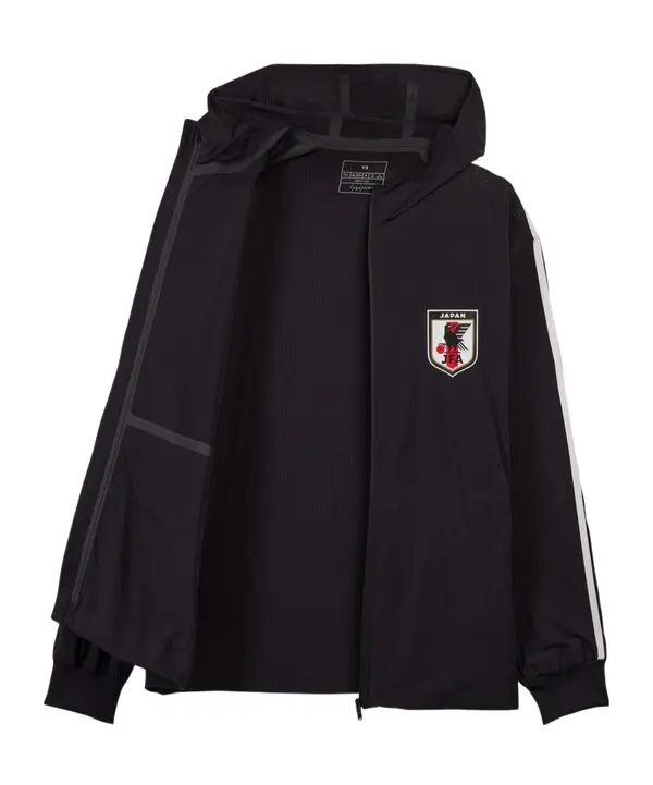 Y3 Zip Up Hooded Jacket With Sporty Stripes