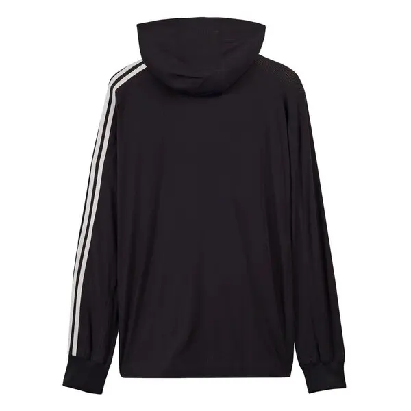 Y3 Zip Up Hooded Jacket With Sporty Stripes