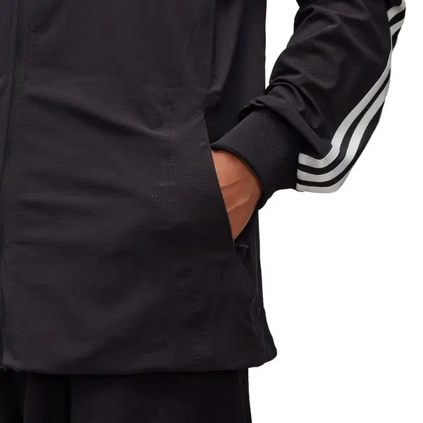 Y3 Zip Up Hooded Jacket With Sporty Stripes