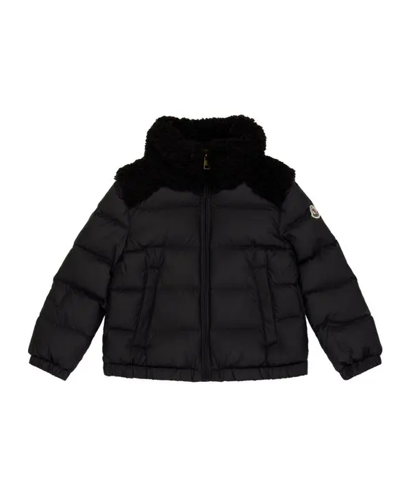 Moncler Quilted Down Jacket With Shearling Collar