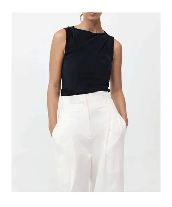 ST. AGNI Draped Open-back Blouse