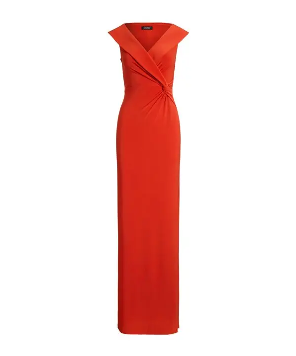 Ralph Lauren Sleeveless V-neck Gown - Red